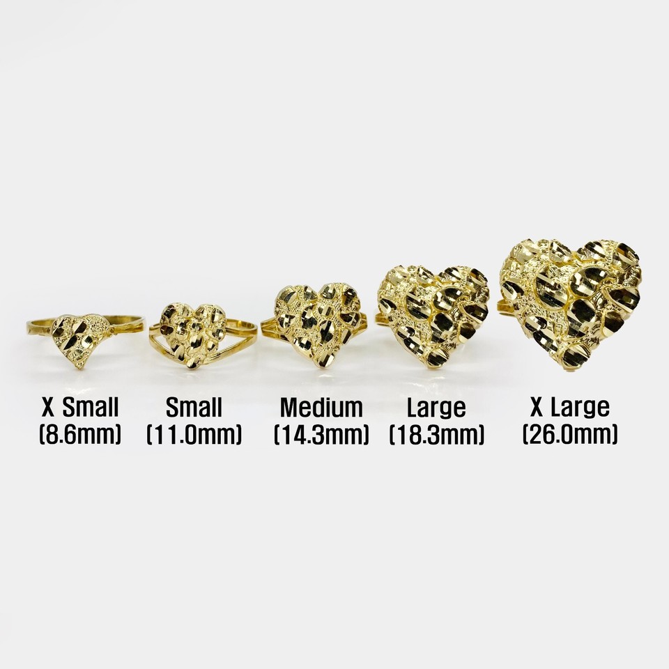 10k Solid Gold Nugget Heart Love Ring for Women Girl | eBay