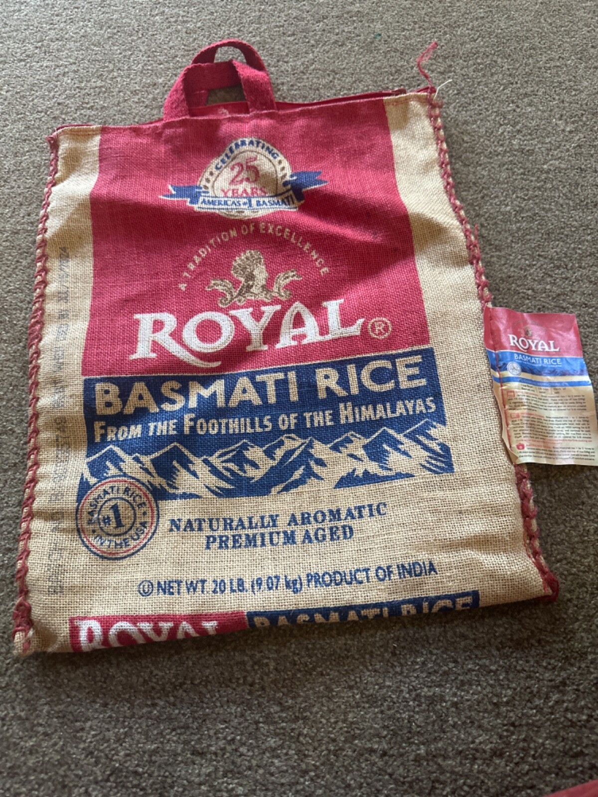 New Himalayan Pride Basmati Rice Zipper Bag Red Burlap Sack Tote Bag | eBay