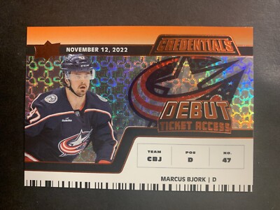 Marcus Bjork 2022-23 UD Credentials Orange Horizontal Debut Ticket ...