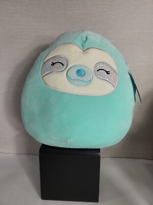 Squishmallow Aqua Sleepy Eye Sloth 12” Plush Mint Green Kellytoy New W ...
