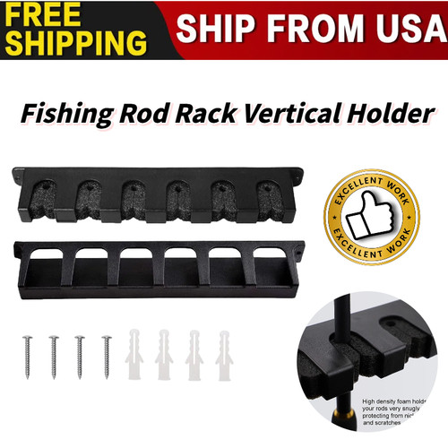 Horizontal Boat Fishing 6 Rod Rack Wall Mount Vertical Holder Storage ...