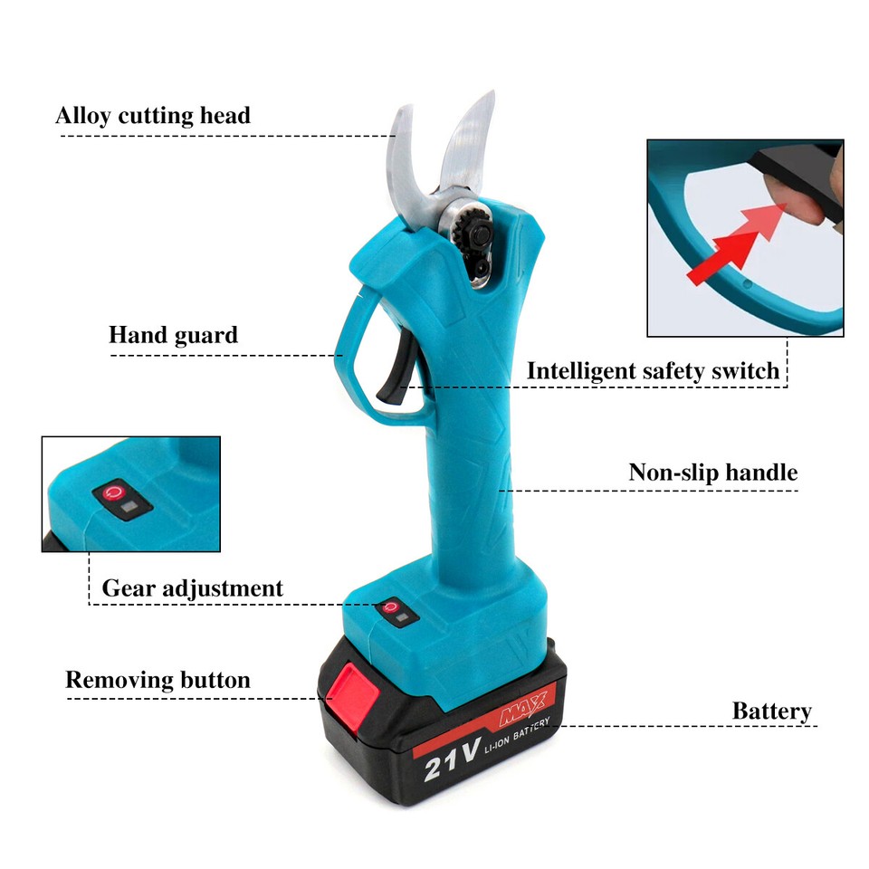 Electric Pruning Shears Portable Battery Power Cordless Secateurs ...