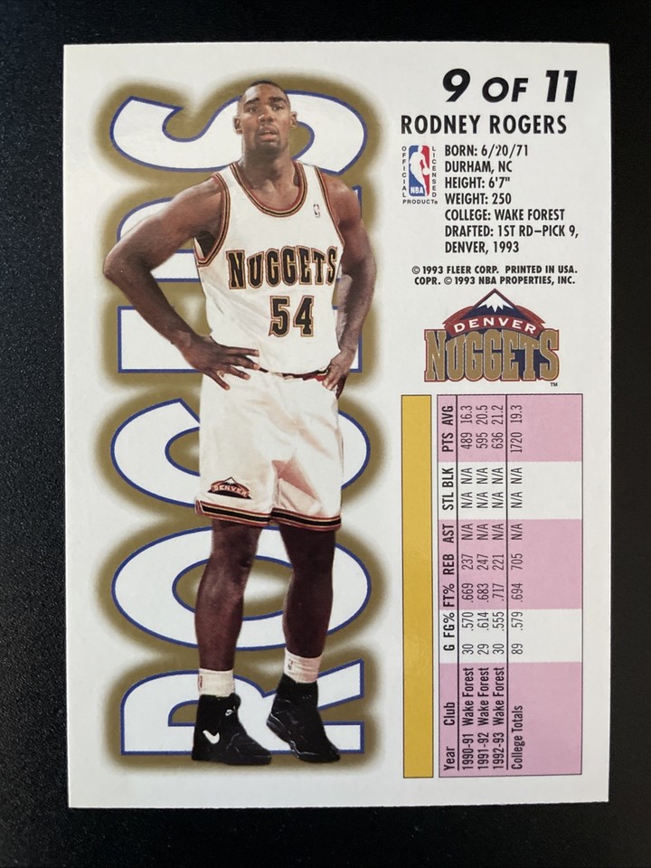 Rodney Rogers #9 1993-94 Fleer 1993 NBA Draft Lottery Pick Exchange | eBay