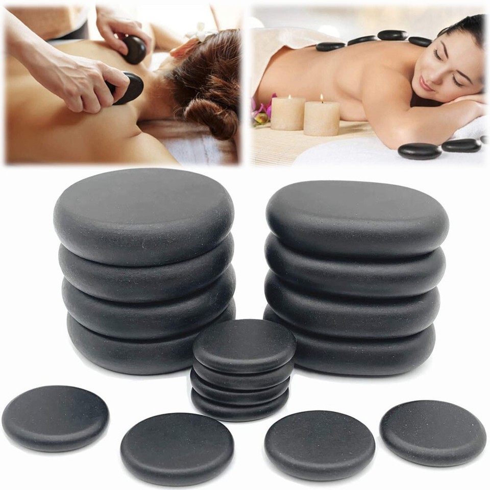 16PCS Hot Massage Stone Basalt Stones Kit Set Rock SPA Oiled Massager ...