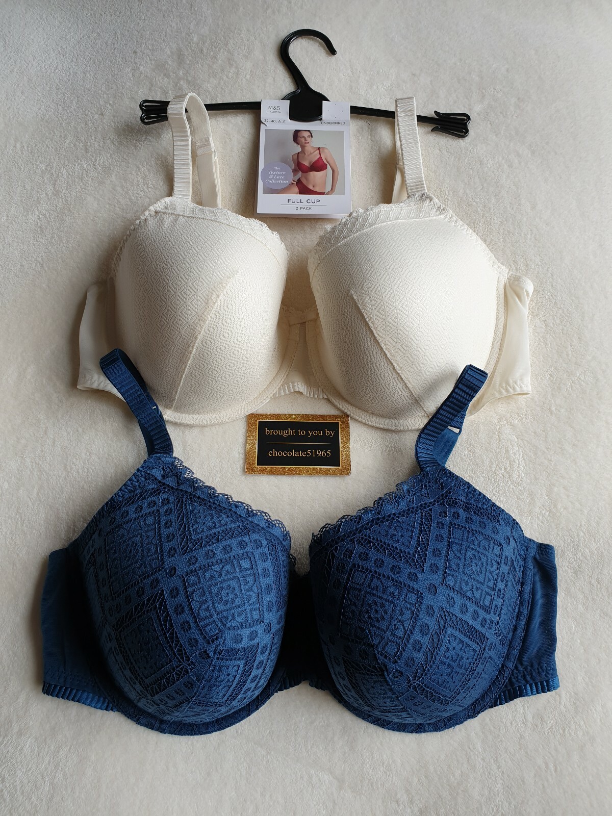NEW M&S 2 PACK THE TEXTURE & LACE COLLECTION UNDERWIRED FULL CUP BRAS ...