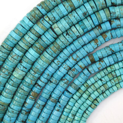 Brown Matrix Blue Turquoise Heishi Disc Beads Gemstone 15.5" Strand 4mm ...
