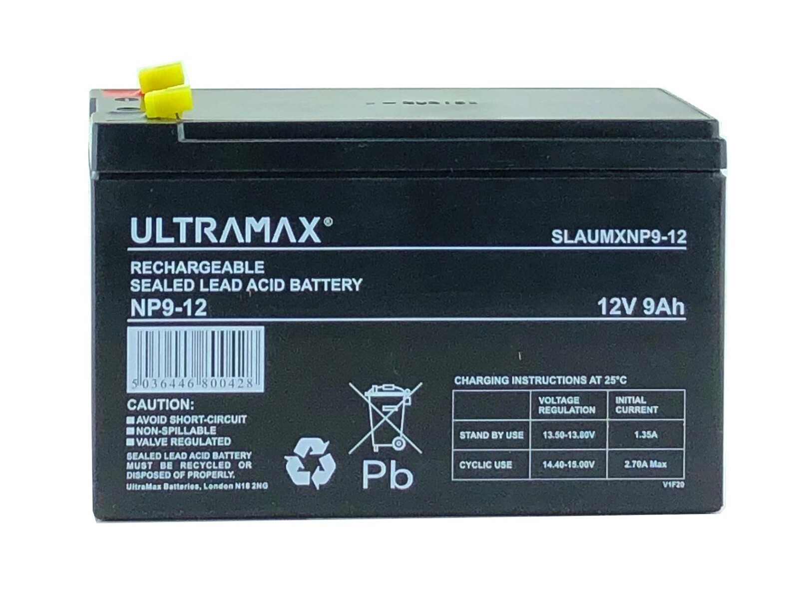10X ULTRAMAX NP9-12 12V 9AH 20HR Sealed Lead Acid Rechargeable Battery ...