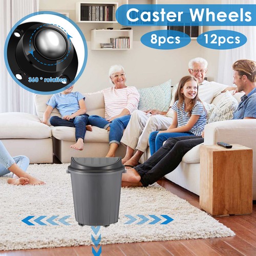 8/12Pcs Mini Caster Wheels with Stickers and Screws Self Adhesive Low ...