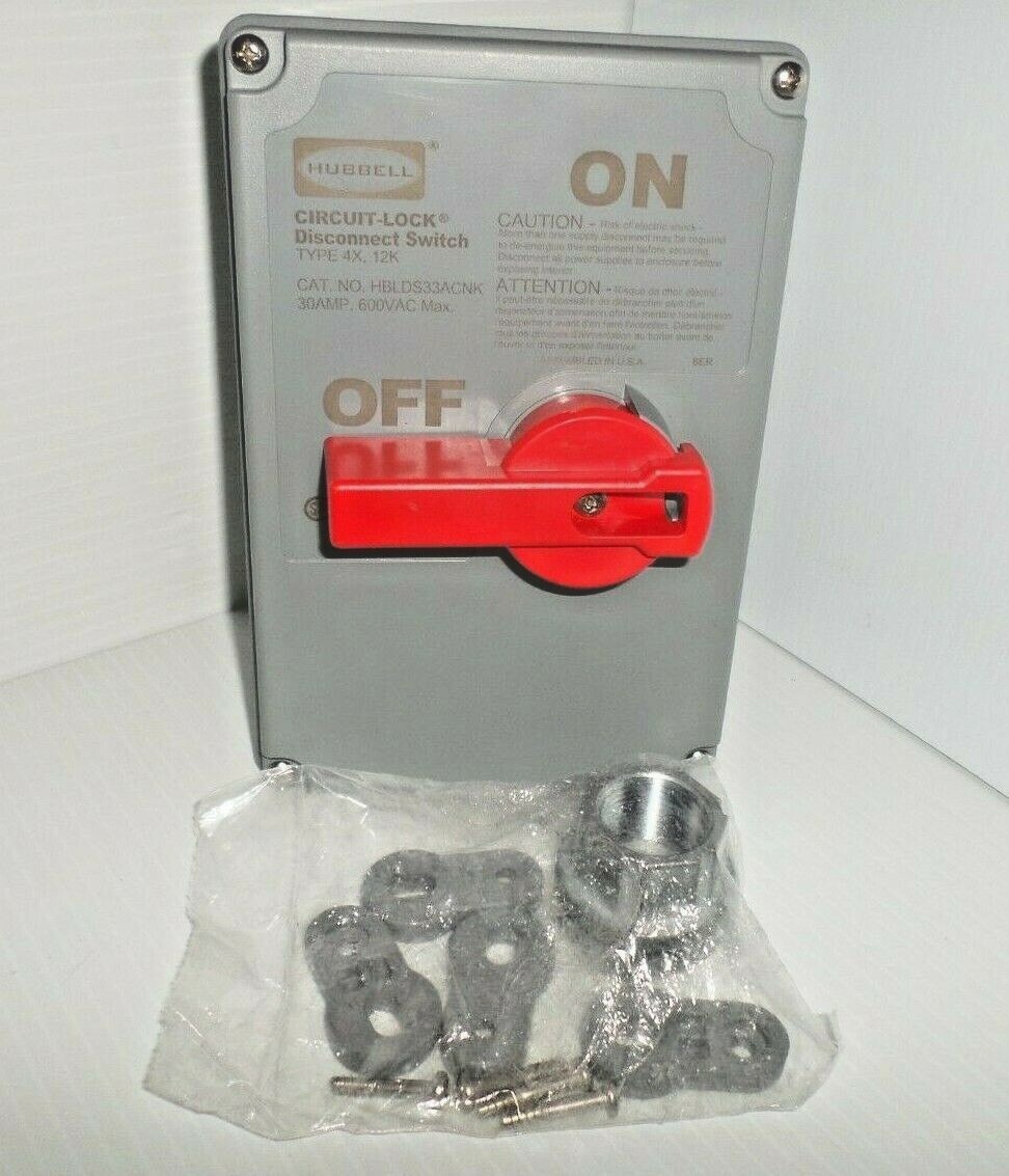 ⭐NEW⭐ HUBBELL HBLDS33ACNK CIRCUIT LOCK 30-Amp DISCONNECT SWITCH 600V ...