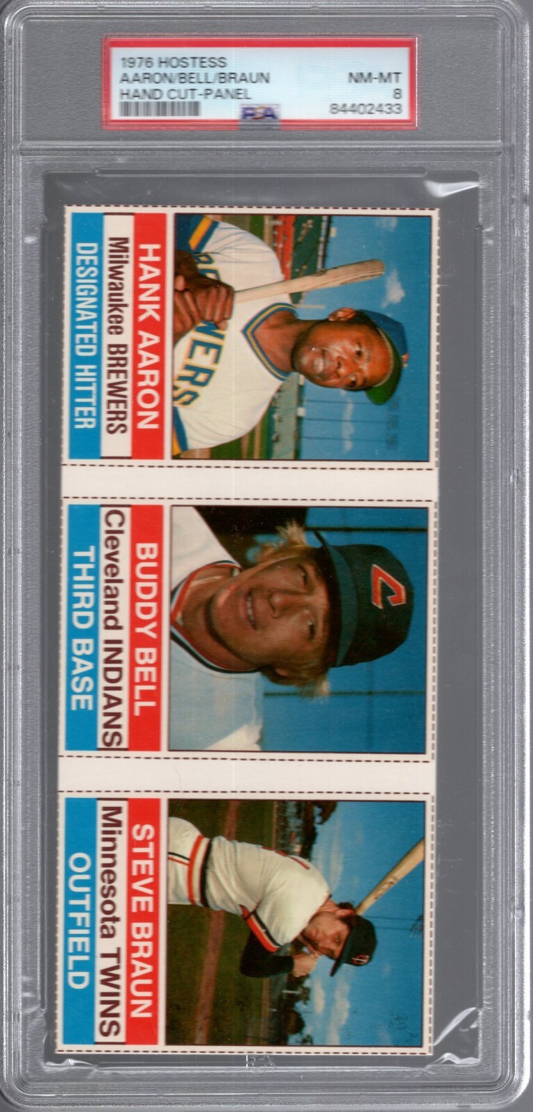 1976 Hostess Panel Hank AARON / Buddy BELL / Steve BRAUN PSA 8 NM/MT ...