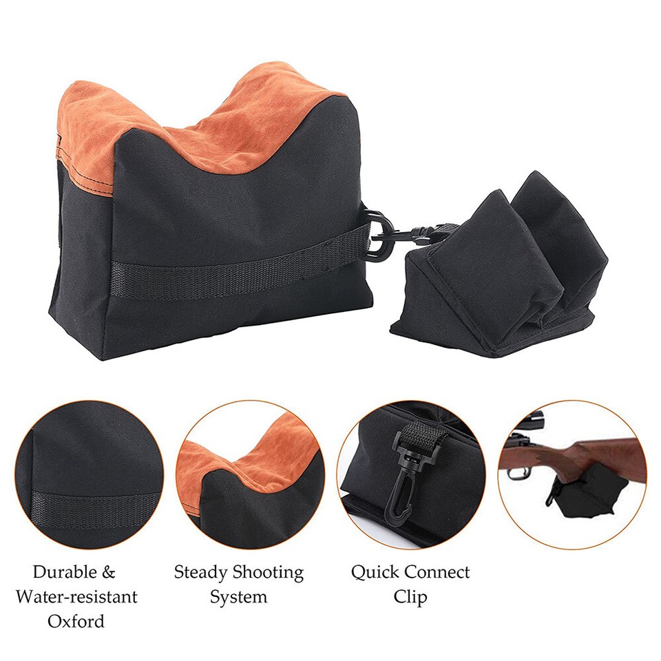 Front & Rear Shooting Range Sand Bag Rifle Gun Bench Stand Hunting Rest ...