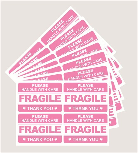 Fragile Sticker,200pcs 2x3 Pink Fragile Sticker for Boxes,Cartons ...