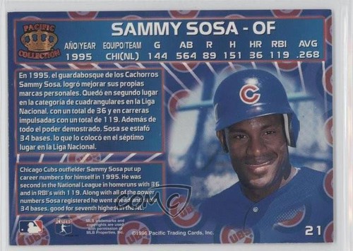 1996 Pacific Crown Collection Sammy Sosa #21 | eBay
