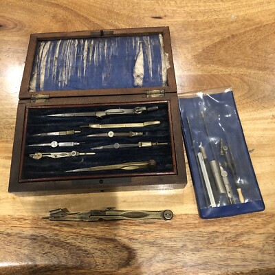 16 Piece Antique Technical Drawing/Mapping Instruments in Wooden Box | eBay