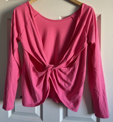 Fabletics Aviana Twist Back Open Top Athleisure Long Sleeve Pink XS (no ...