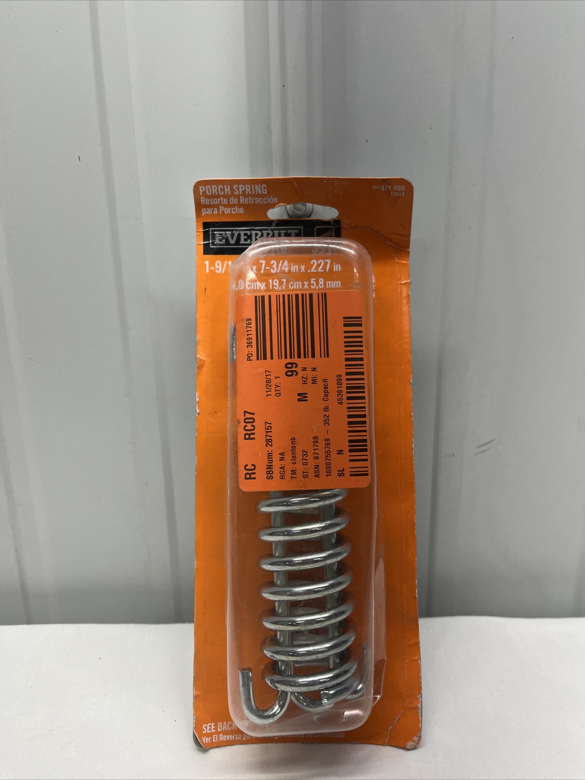 Everbilt Porch Swing Spring 471 698 325 Work Load Limit for sale online ...