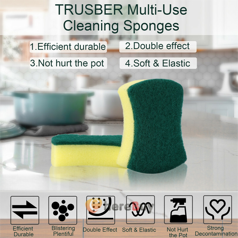 6~30pcs Multi-purpose Double-faced Sponge Scou Pads Dish Washing Scrub ...