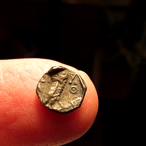 ATTICA ATHENS GREEK SILVER OBOL OWL S-2530 ATHENA OWL OLIVE SPRIG ...