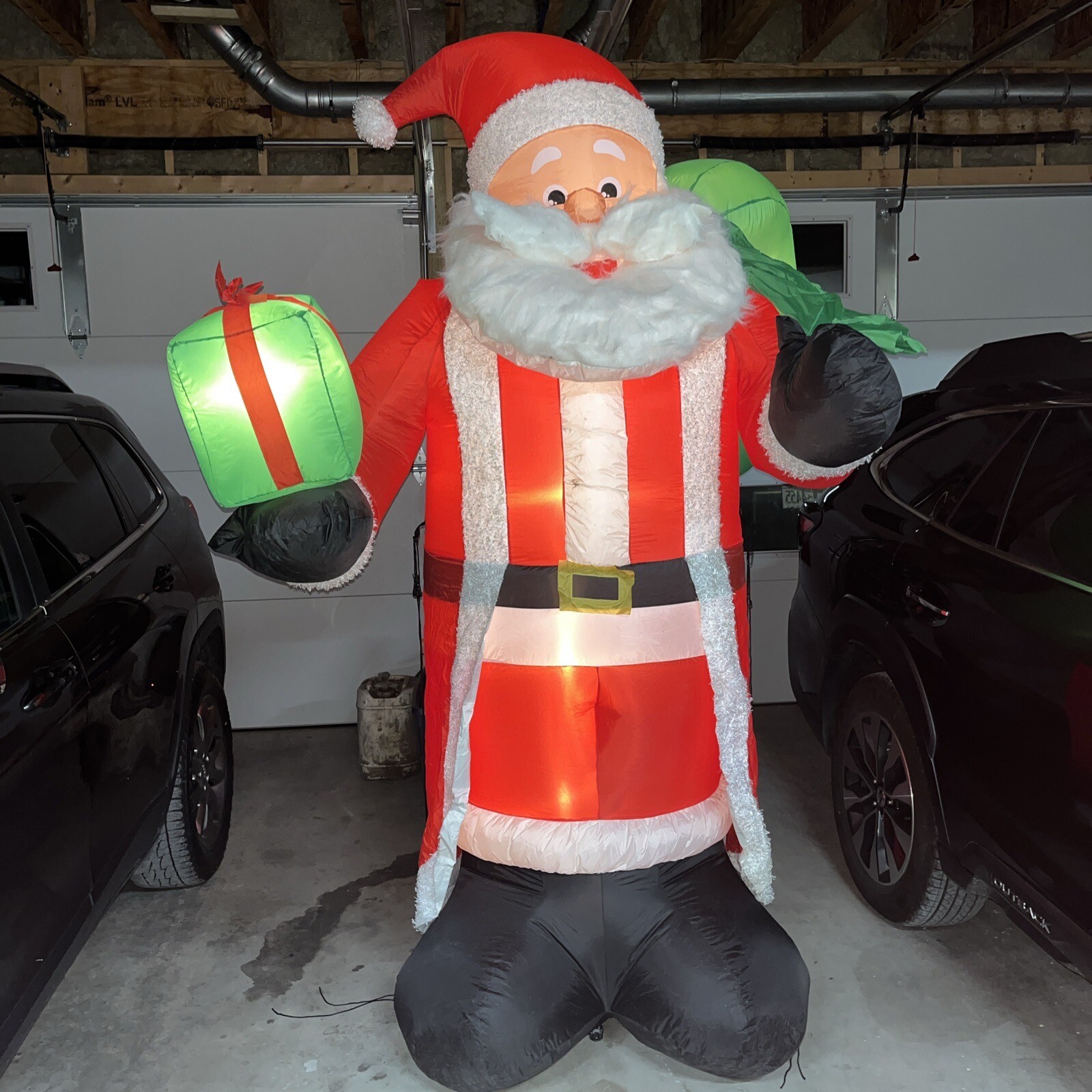 8ft fuzzy plush santa with toy bag christmas inflatable | eBay