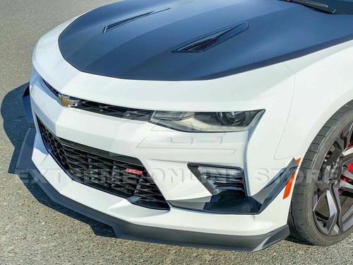 Fit 16-18 Chevy Camaro SS Glossy Black Pair Canards Front Bumper Side ...