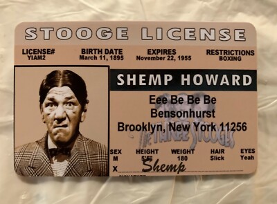 Shemp Howard The Three Stooges novelty card collectors card moe curly ...