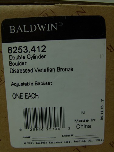 Baldwin - Boulder Adjustable Deadbolt Lock Set - Dist. Venetian Bronze ...