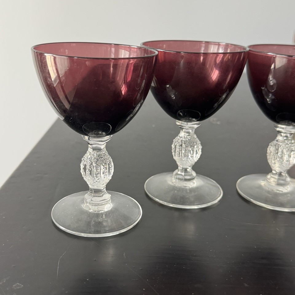 Fostoria American Lady Amethyst Purple Cordial Crystal Cut Liquor Wine ...