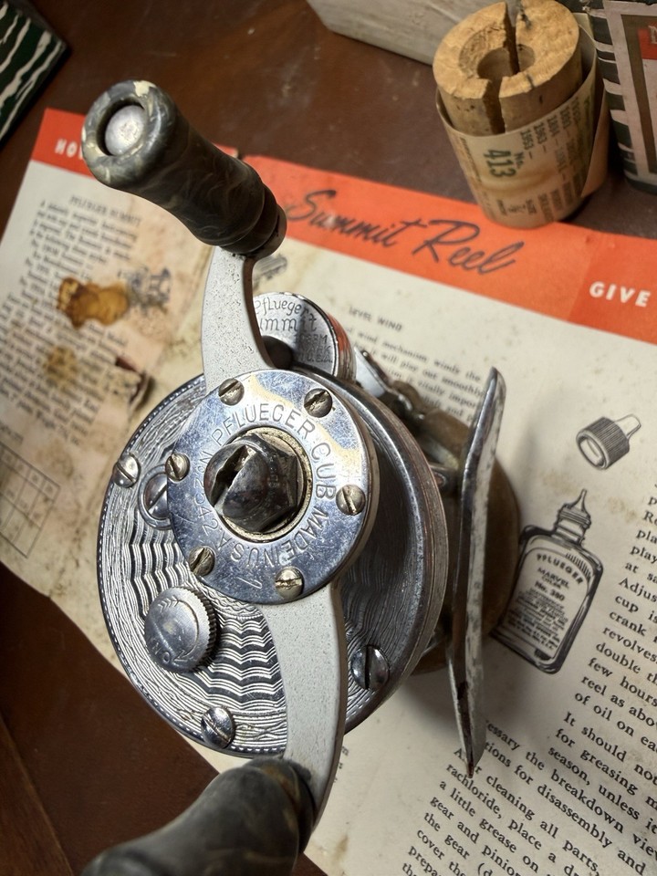 Vintage Pflueger Summit 1983-M Fishing Reel w/ Box, Manual, Cork Arbor ...