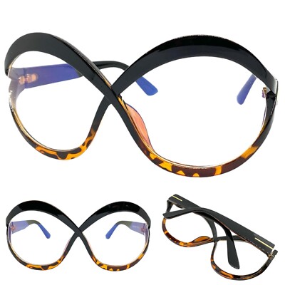 OVERSIZED Exaggerated Retro Clear Lens EYE GLASSES Huge Large Round ...