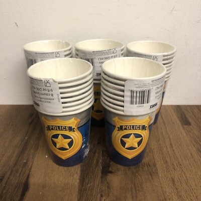 40x Police Party Drinking Cups Decorations Tableware Party - 40 Cups ...