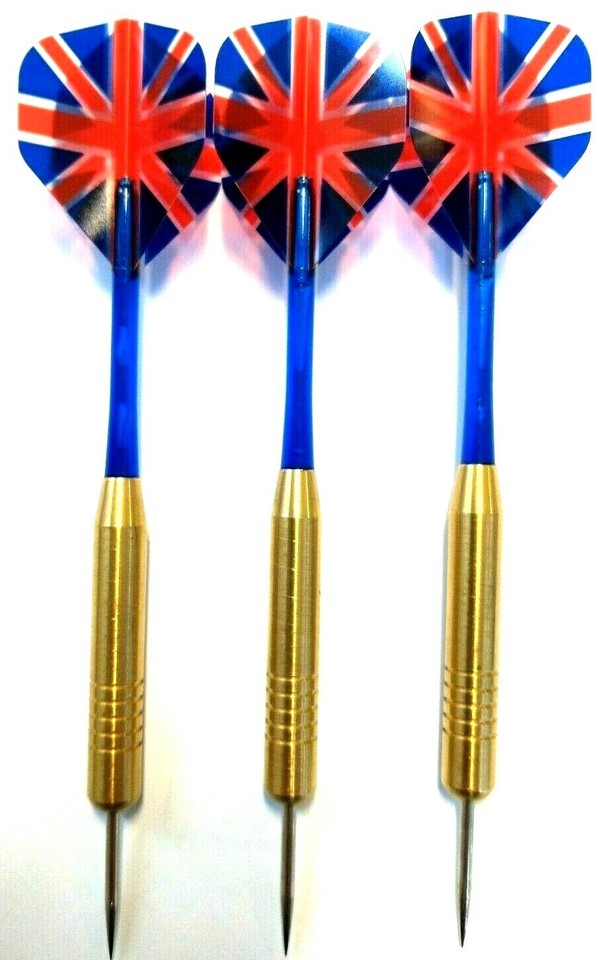 6 pcs / 2 Sets STEEL TIP BRASS DARTS SET + dart flights and shafts ...