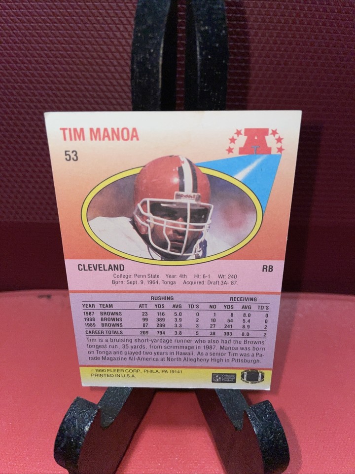 1990 Fleer Tim Manoa NFL trading Card #53 | eBay