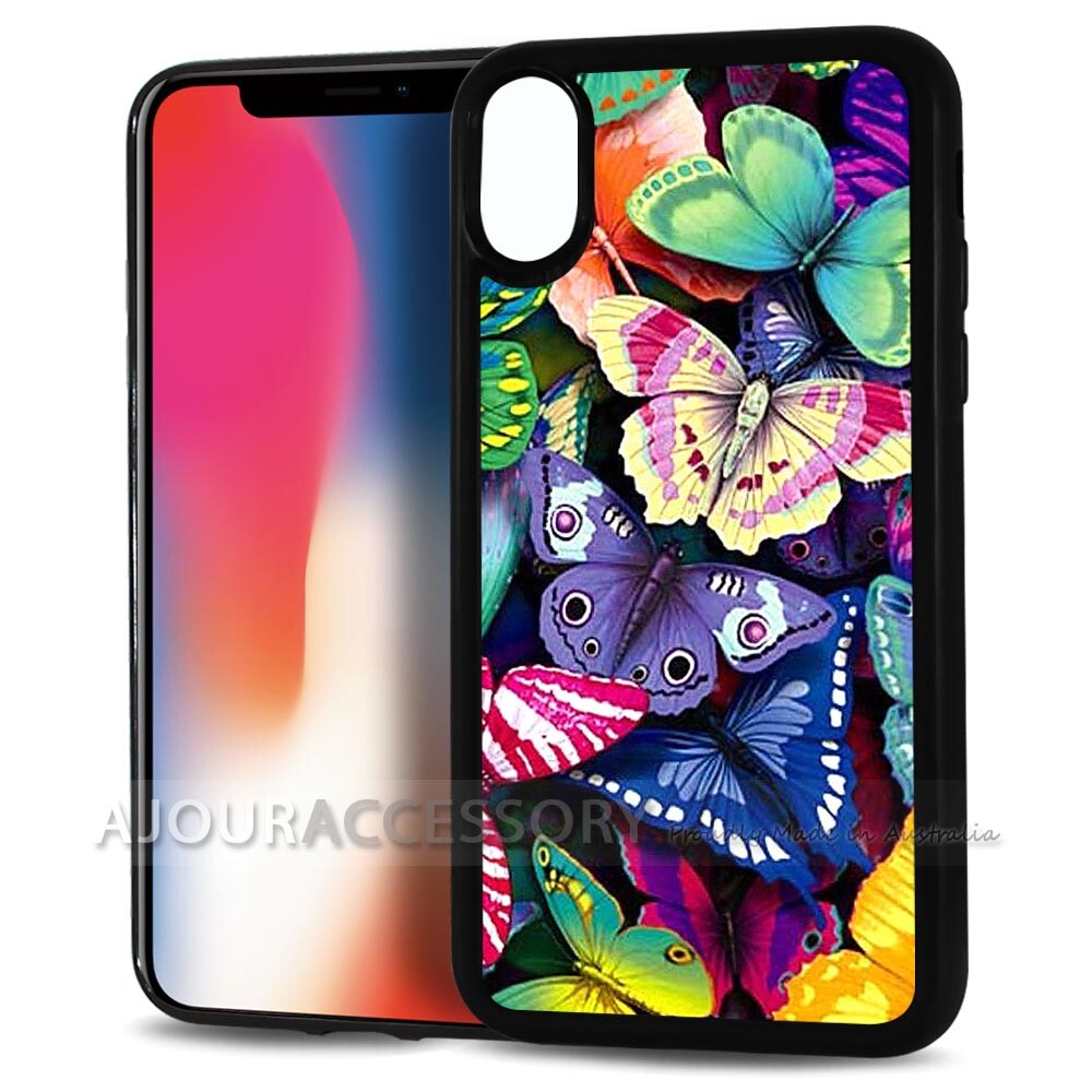 ( For iPhone XS / iPhone X ) Back Case Cover AJ10009 Butterfly Pattern ...