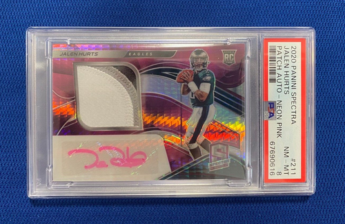 2020 PANINI SPECTRA JALEN HURTS EAGLES PATCH AUTO #211 NEON PINK /25 ...