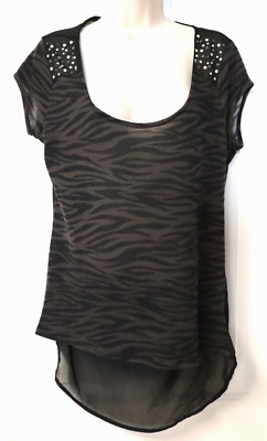 Vintage 90s LOVE HAIGHT embellished zebra print open sheer back top ...