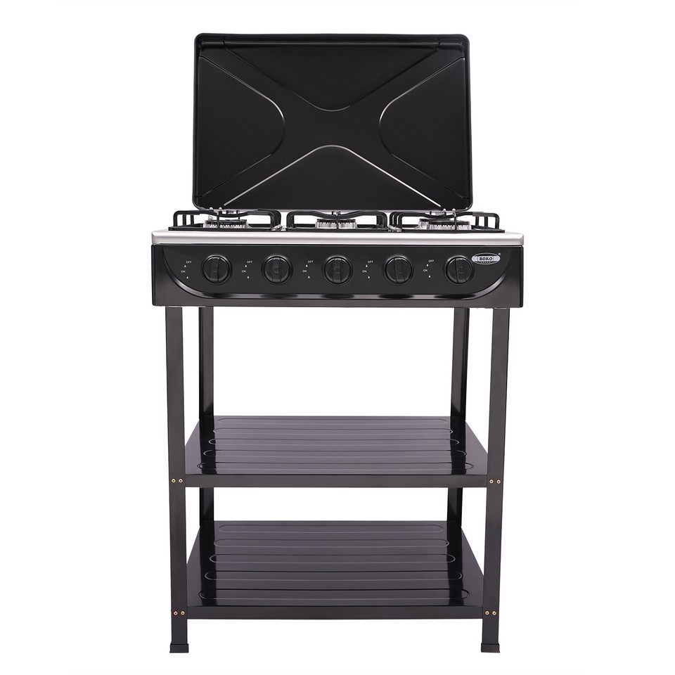 Outdoor Cooking Natural Gas Stove 5-Burners W/ Storage Rack For Camping ...