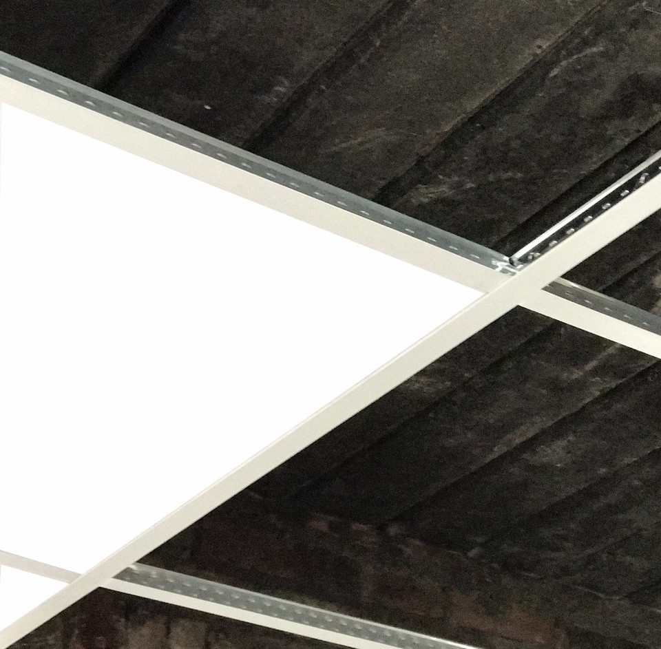 15m2 White Suspended Ceiling Tiles + Complete White Grid System 600mm x ...