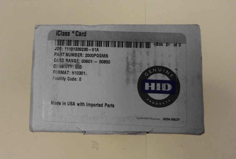 HID iCLASS Smart Card 2000PGGMN Format H10301, 13.56 MHz, New, Free ...