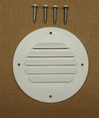 RV/Camper/Trailer - Round Battery Box Vent, WHITE, 4 White Head Screws ...