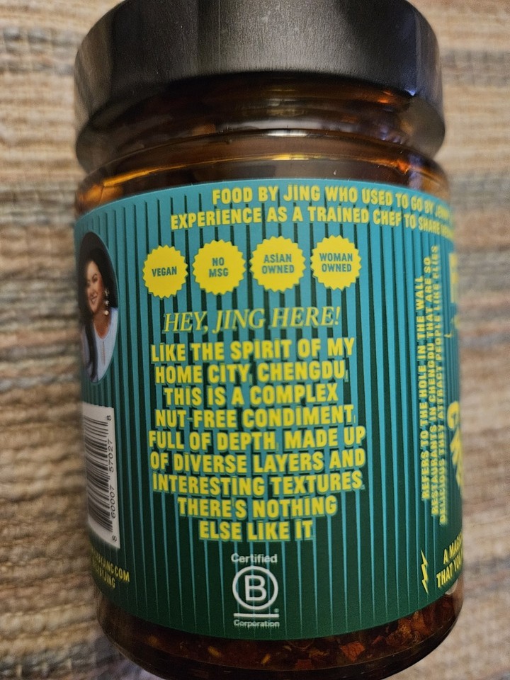 Fly By Jing 6 oz Sichuan Chili Crisp & Chengdu Crunch Vegan Oil Sauce ...