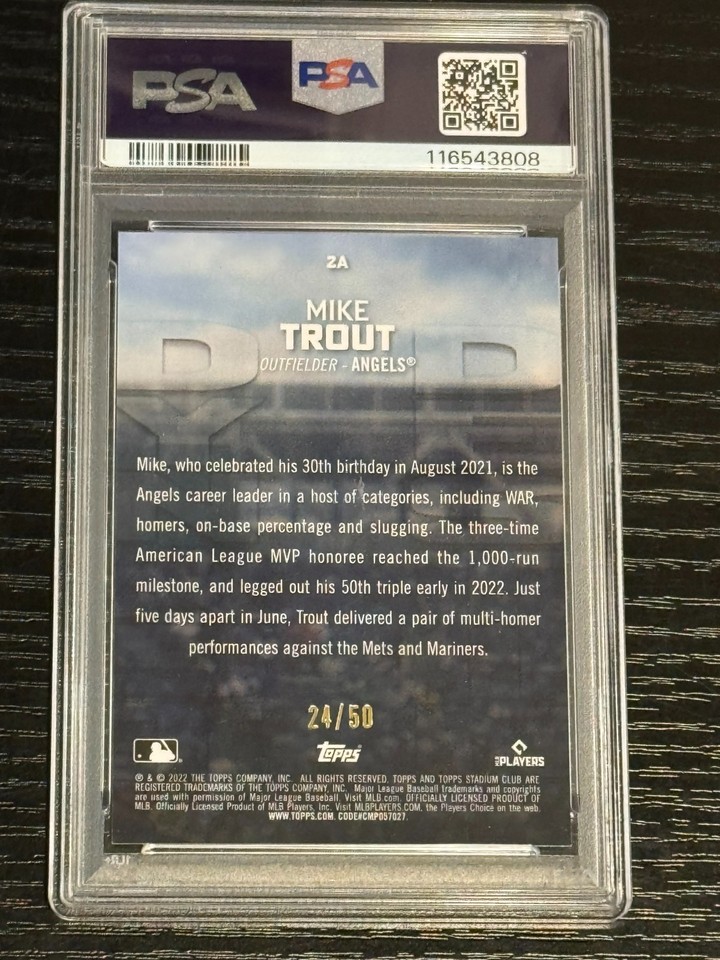 2022 Stadium Club Chrome Dynasty Gold Refractor Mike Trout /50 PSA 10 (pop:5) | eBay
