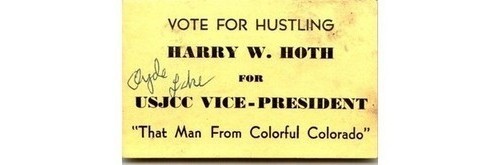 Harry Hoth USJCC Vice President Campaign Card Colorado Jaycees 1953 ...