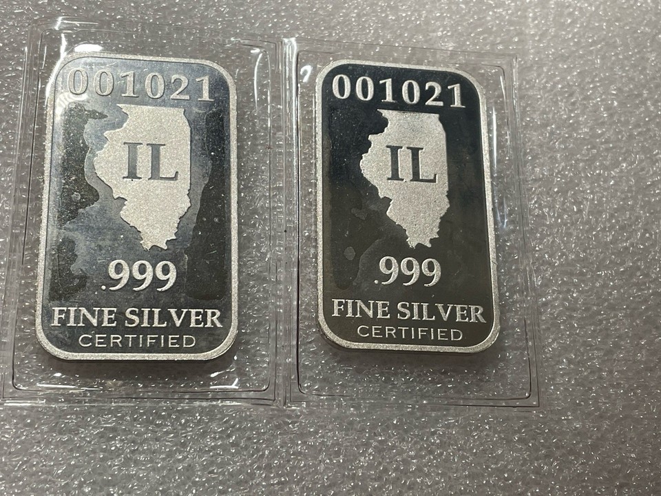 Illinois State Silver Bar- 1 Troy Oz .999 Fine Silver Bars- Lot Of 1 In ...