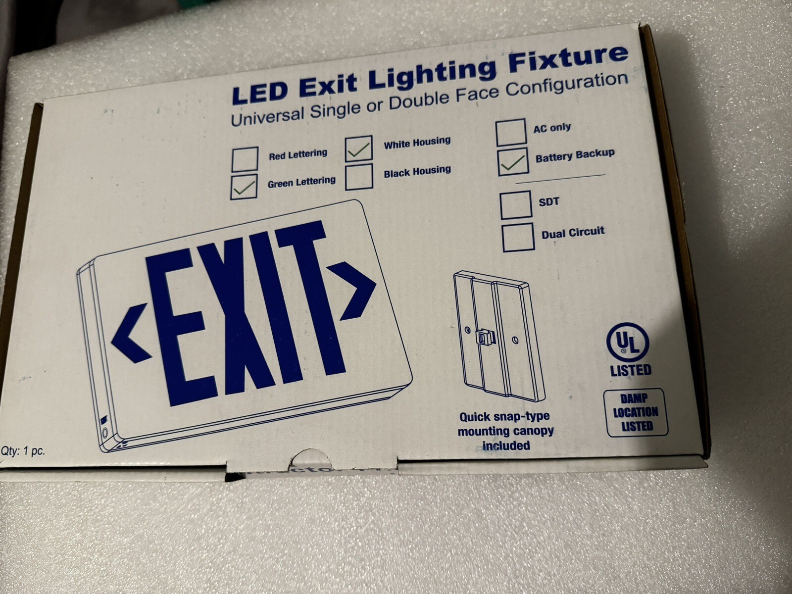 Green LED Emergency Exit Sign + Extra Exit Plates & Mounting Plate | eBay
