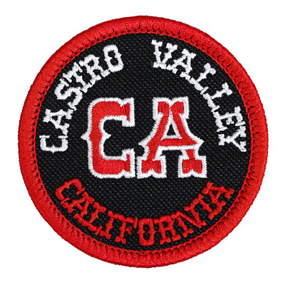 Castro Valley California Embroidered Patch Black/Red Iron-On Sew-On Hat ...