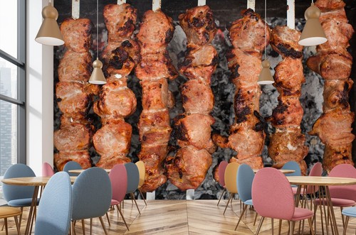 3D Grill Kebab Shop BBQ K033 Wallpaper Wall Mural Self-adhesive ...