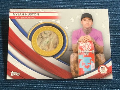 C1~ 2020-21 Topps US Olympics Nyjah Huston Team USA RC Skateboard Relic ...