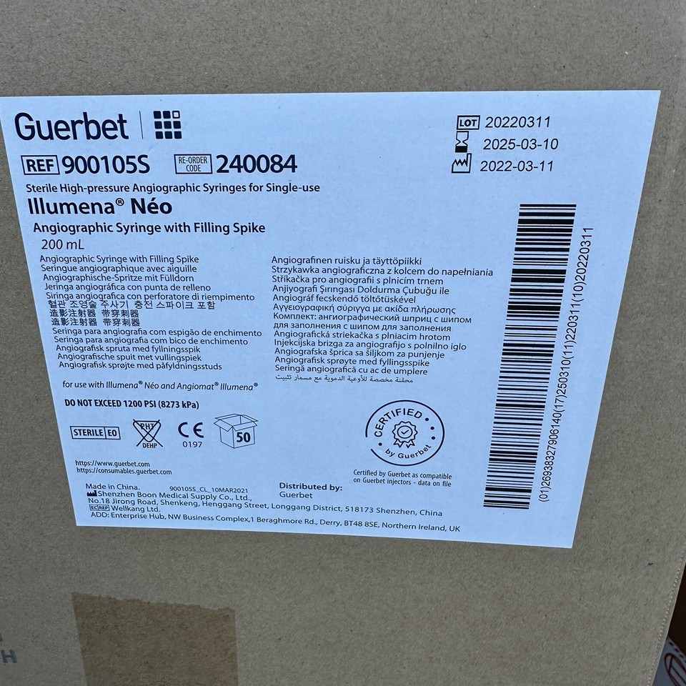 GUERBET Illumena Neo Angiographic Syringe With Filling Spike 900105S ...