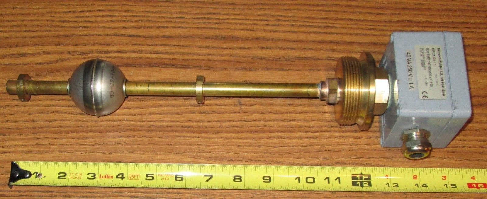 HEINRICH KUBLER AG CH-6341 BAAR MAGNETIC FLOAT SWITCH KP-21121/1 ~ 40 ...