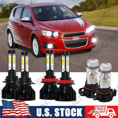 For Sonic 2017-2020 - 6000K LED Headlight Hi/Lo + Fog Light Bulb Qty 6 ...